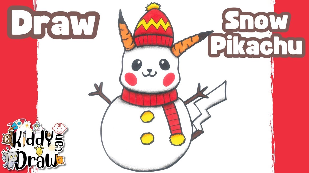How to Draw a Pikachu Snowman - Fun and Easy Winter Drawing - YouTube