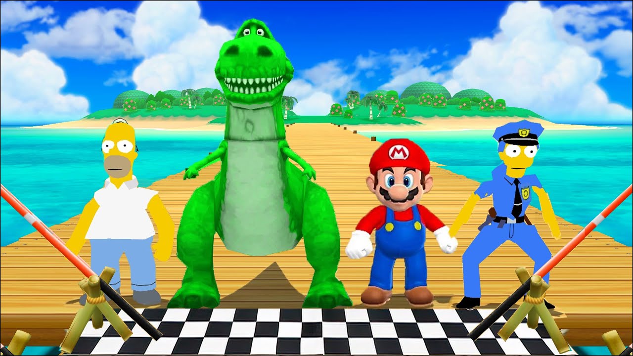 Mario Party 9 MiniGames Homer Simpson Vs Mario Vs Rex Vs Marge Simpson ...