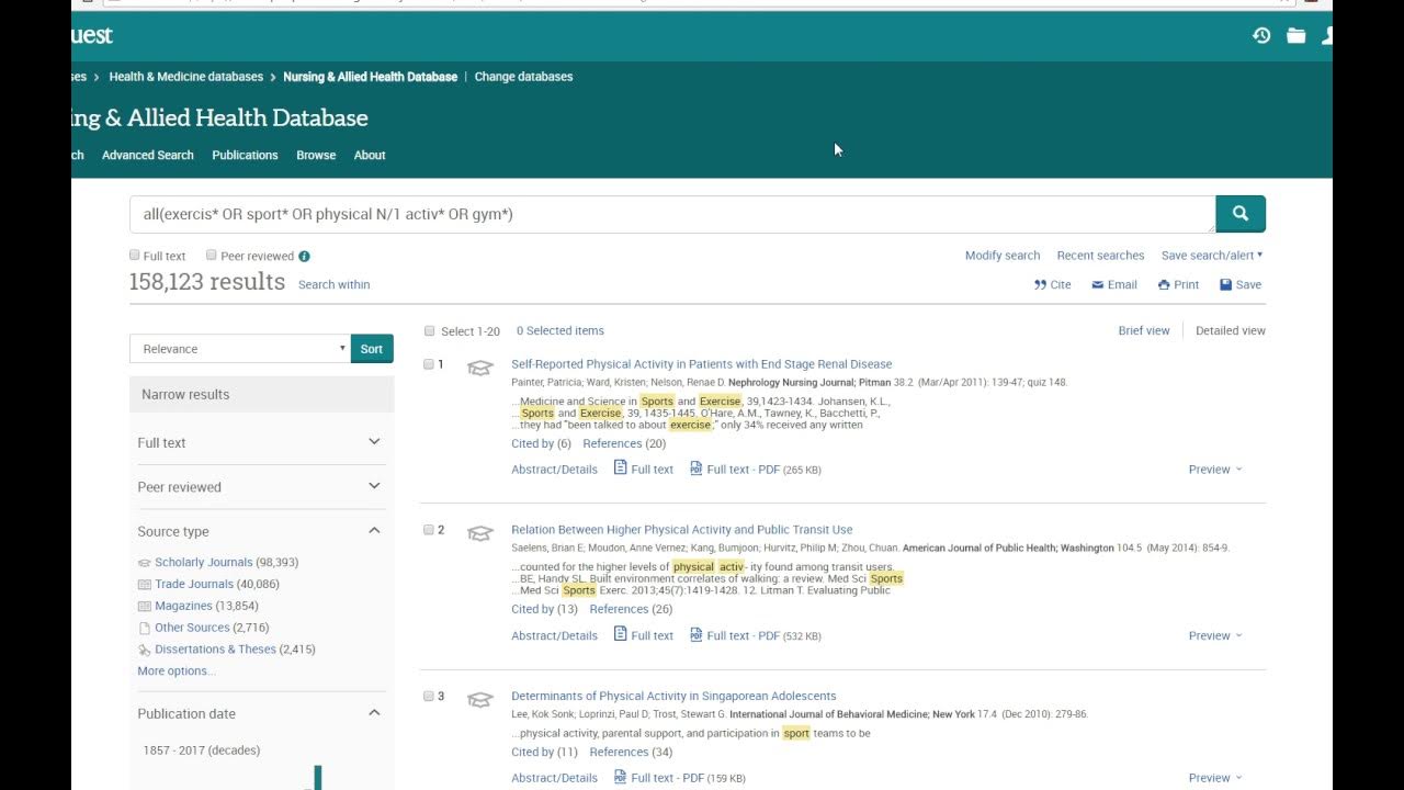 Proquest - Advanced search example - YouTube