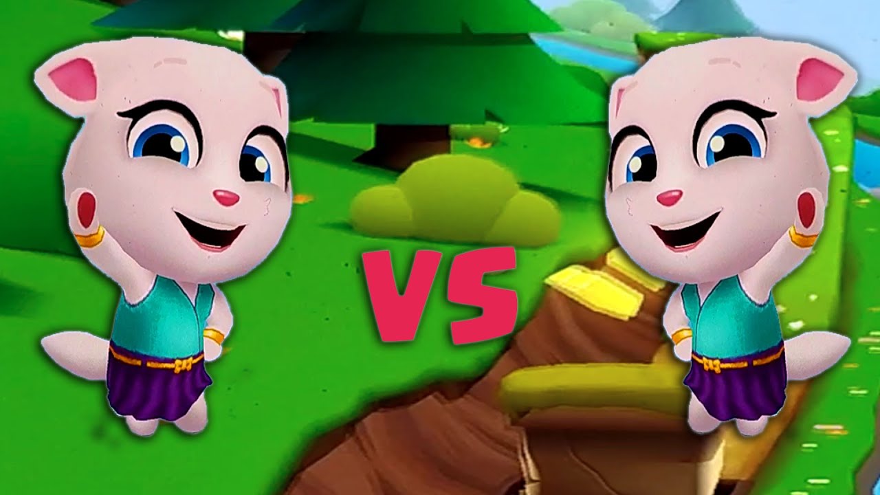 Talking Tom Gold Run Neon Angela vs Neon Angela Live Gameplay!! - YouTube