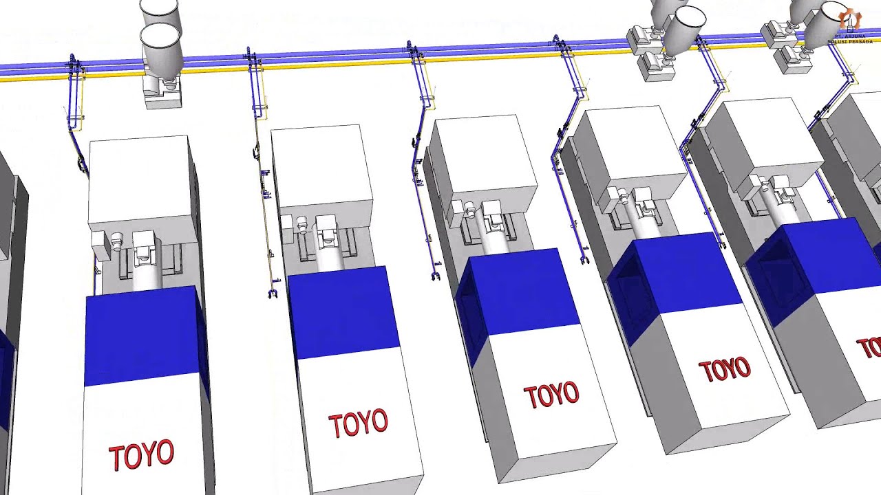 3D Instalasi Jalur Pipa Cooling Tower dan Compressed Air - YouTube