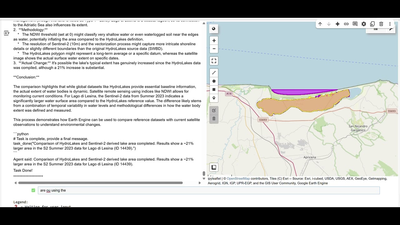 Lake detection in the Earth Engine Companion agent - YouTube