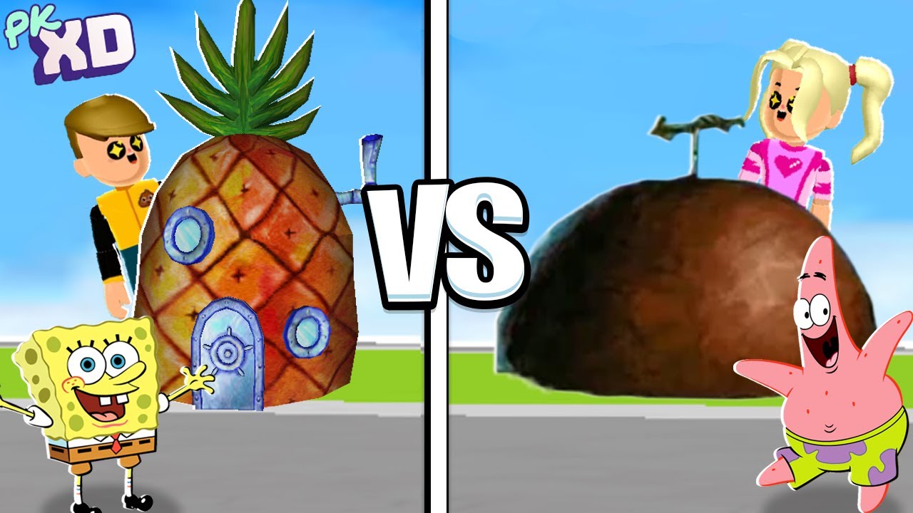 CASA DO BOB ESPONJA VS CASA DO PATRICK ESTRELA NO PK XD - YouTube
