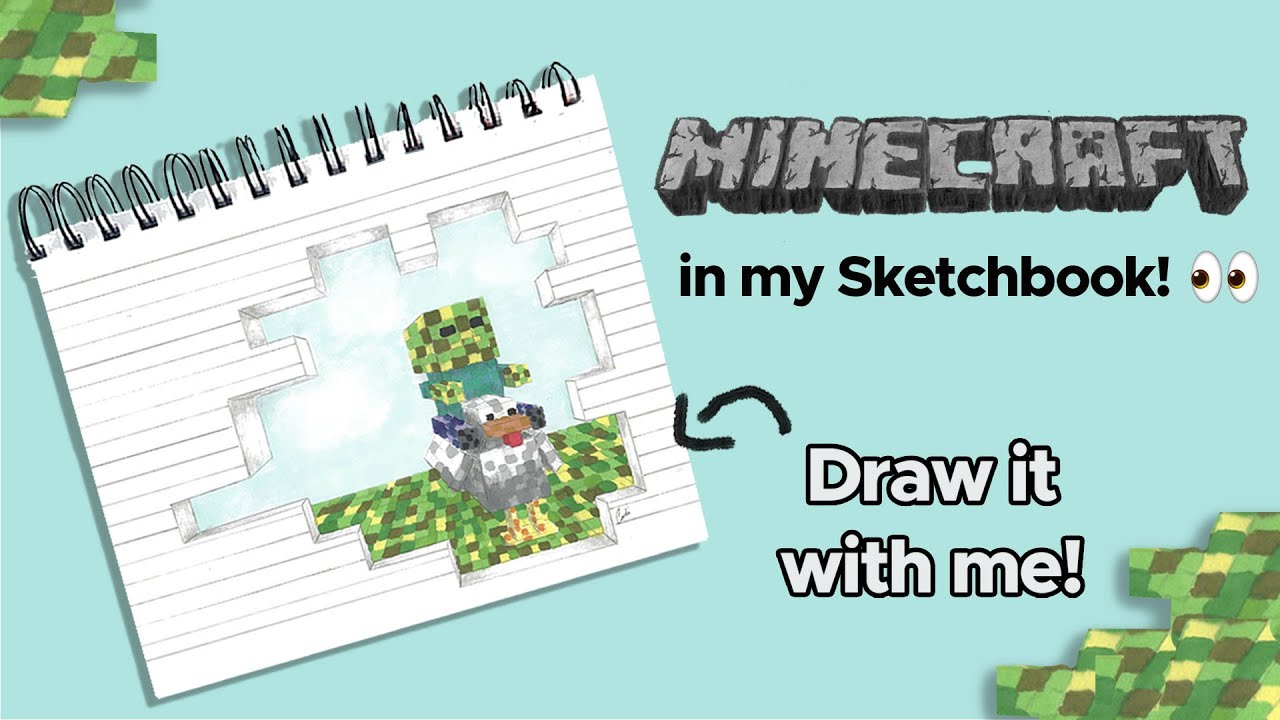 Easy Minecraft Drawing | Baby Zombie riding on Chicken - YouTube