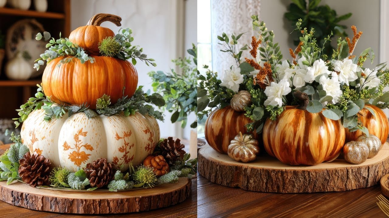 Easy Fall Refreshments | Rustic Pumpkin Centerpiece and Elegant Pumpkin ...