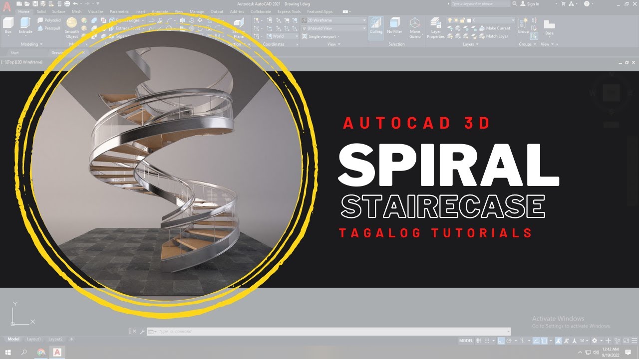 AUTOCAD 3D - SPIRAL STAIRCASE | Tagalog Tutorial - YouTube