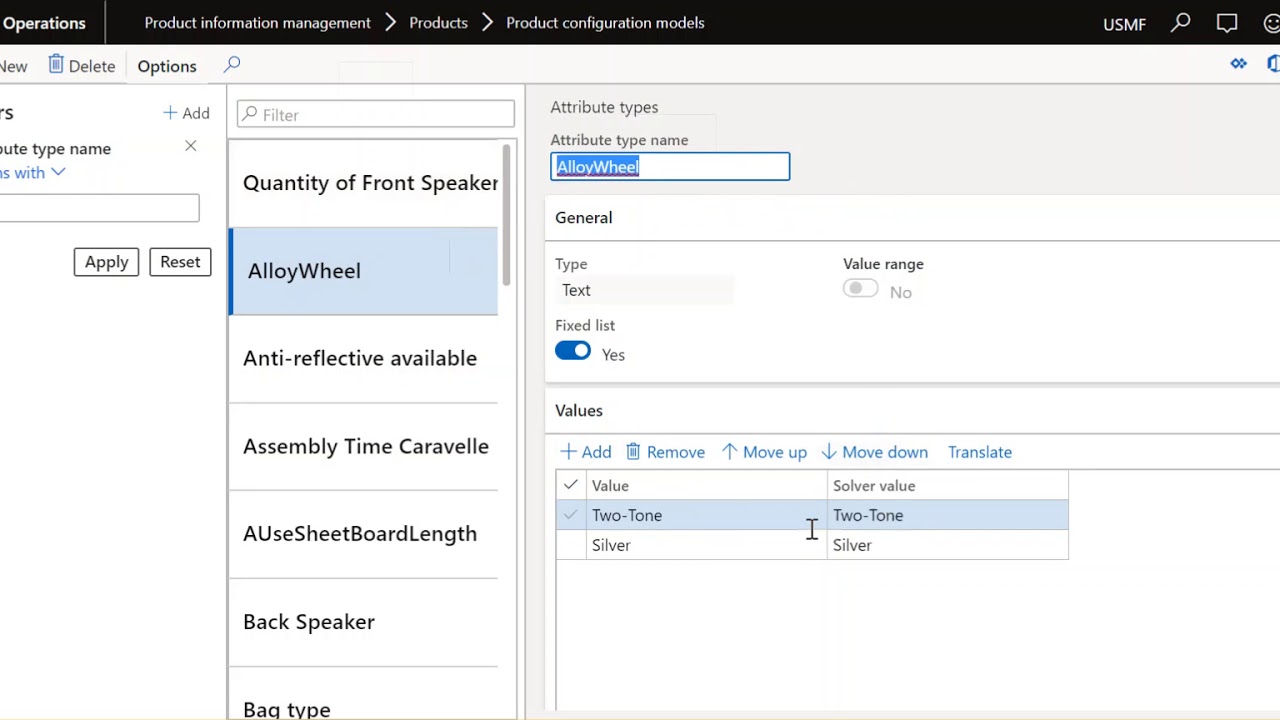 D365 F&O: Product configuration model Part1 Attribute - YouTube