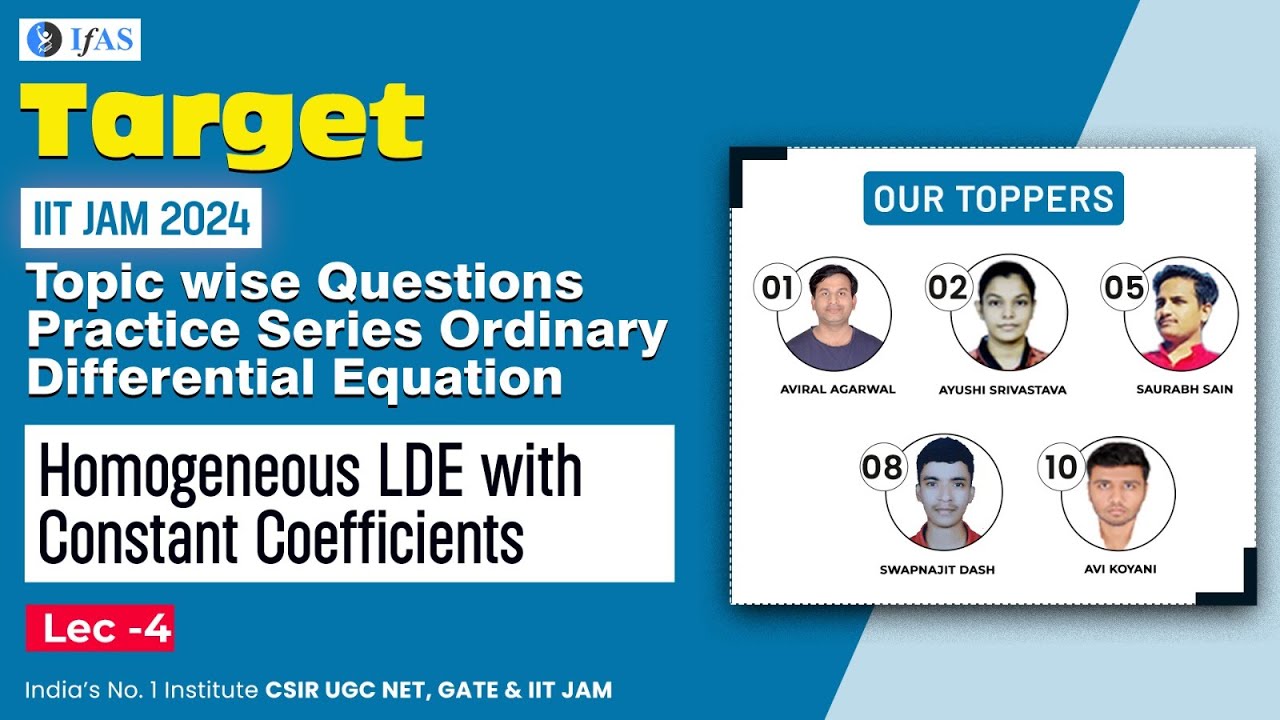 Homogeneous LDE with constant coefficients in ODE | Practice Questions ...