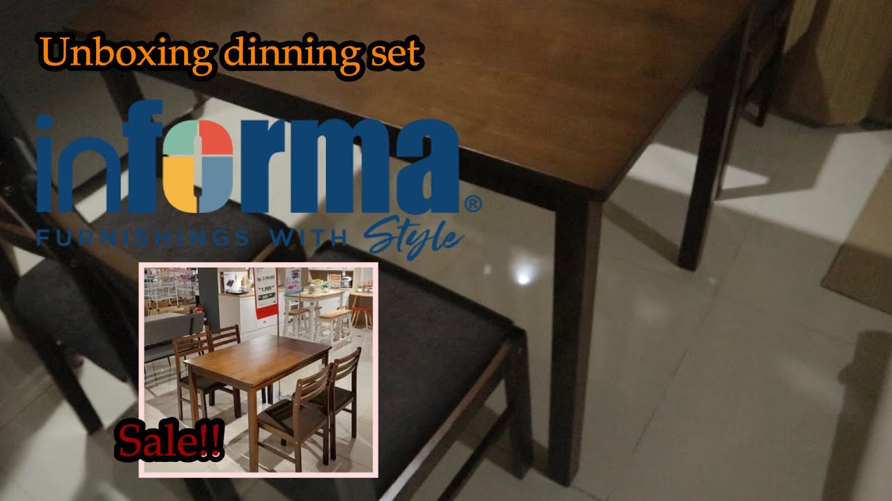 Unboxing INFORMA YERICHO NATURAL DINNING SET BROWN SALE!!! Meja Makan ...