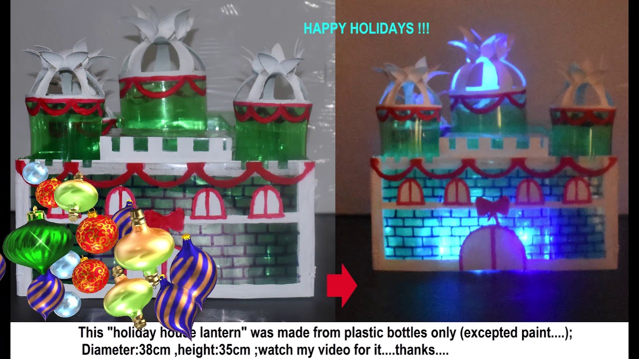 i created this "castle " from plastic bottles only (painted it ), used ...