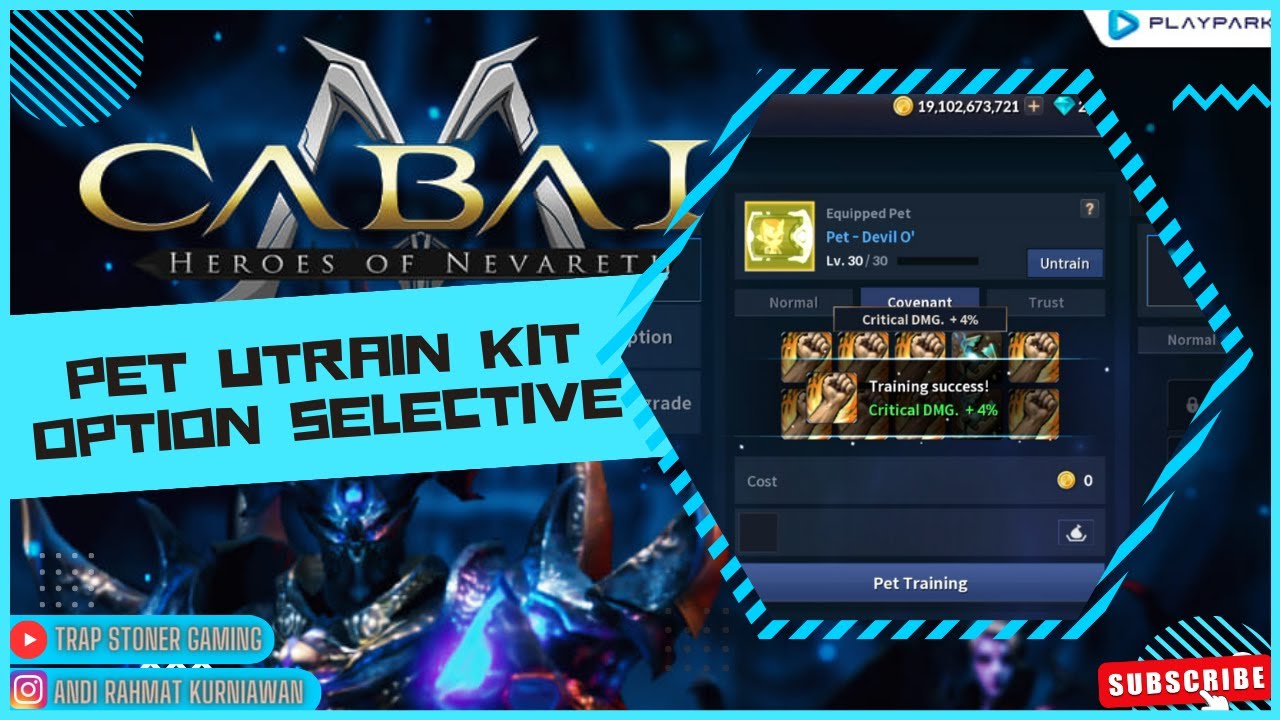 CABAL MOBILE HEROES OF NEVARETH - PET UNTRAIN KIT (SELECTIVE OPTION ...