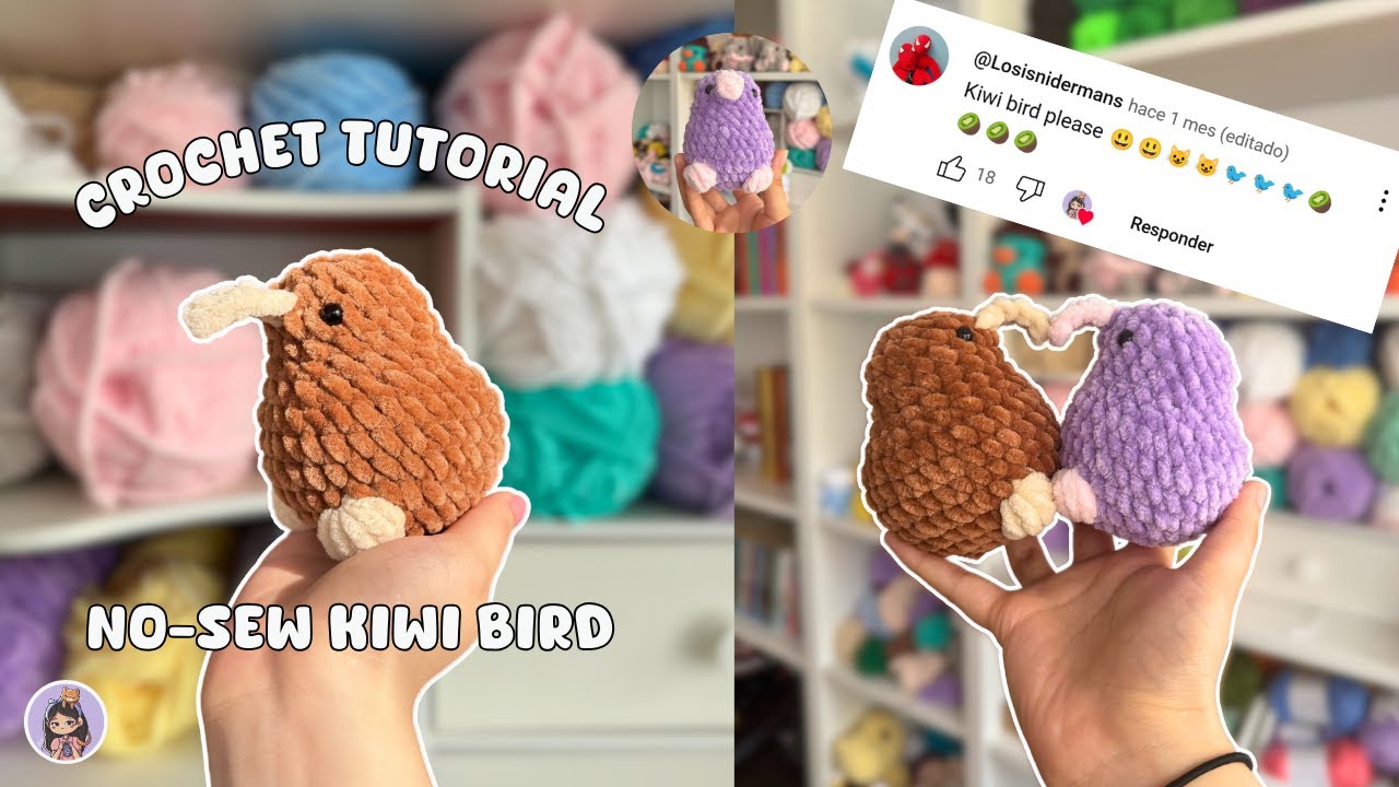 You chose the pattern! Crochet NO-SEW Kiwi bird, step-by-step no sped up tutorial l My universe ...