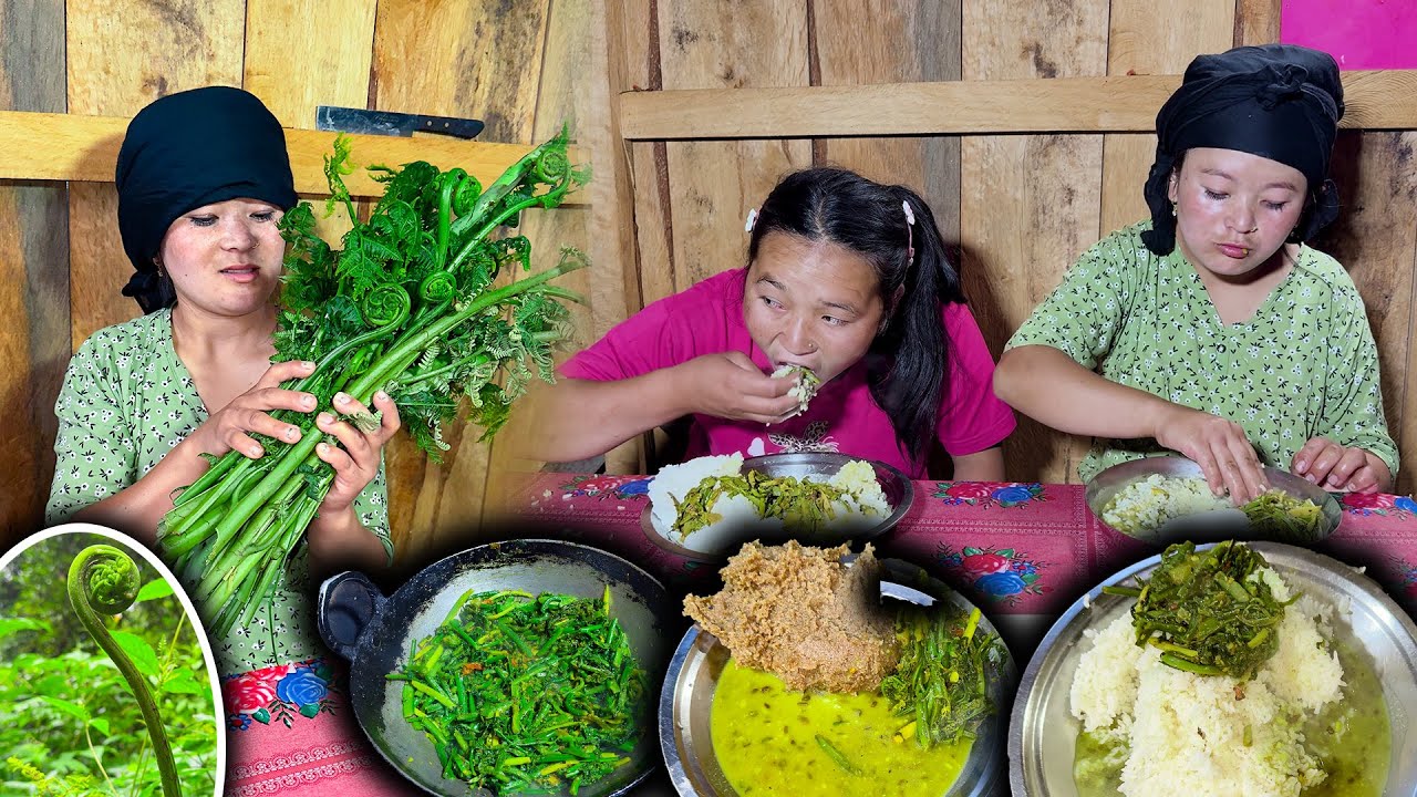 Fiddlehead NIGURO Picking, Cooking & Eating in the Village जङ्गल बाट ...