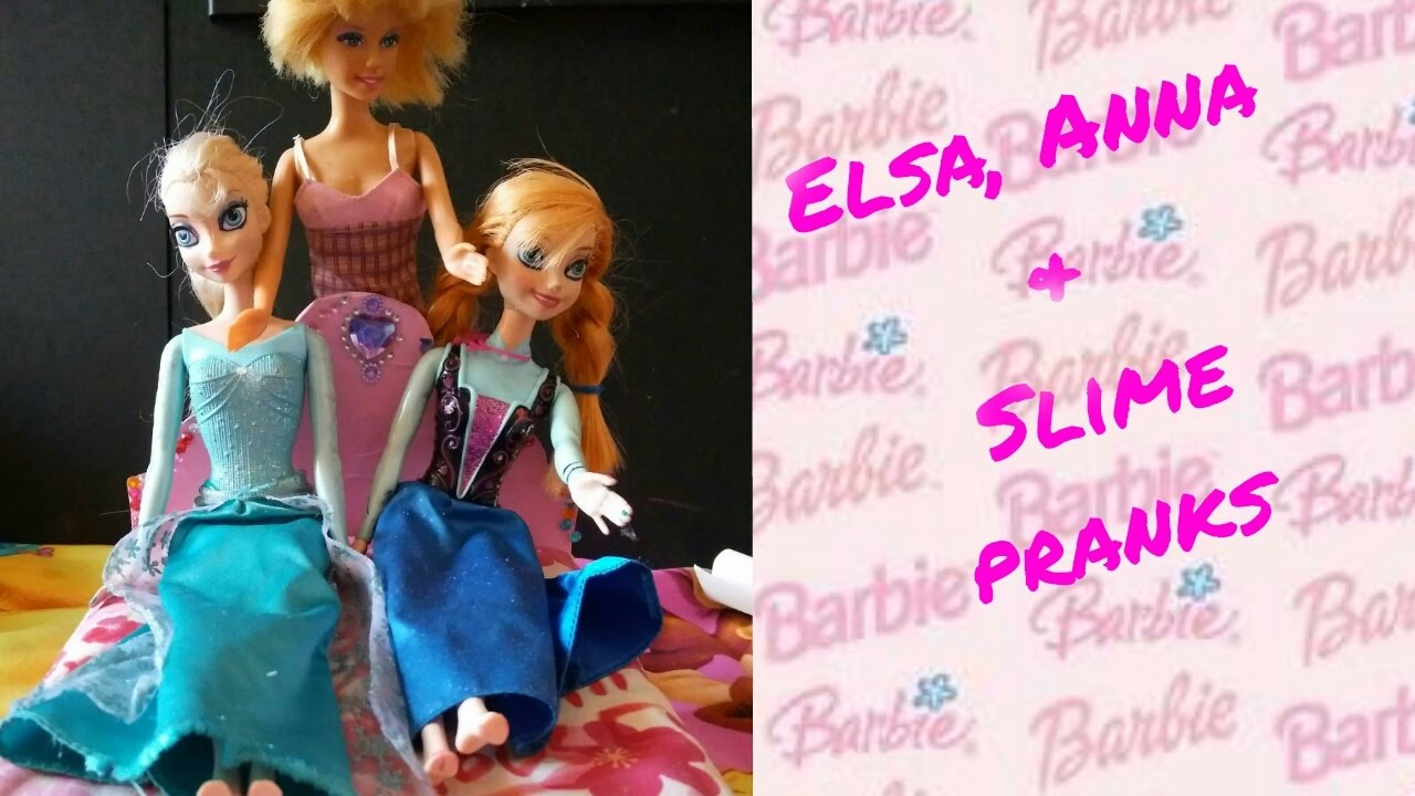 Elsa Anna and Barbie play with slime!! - YouTube