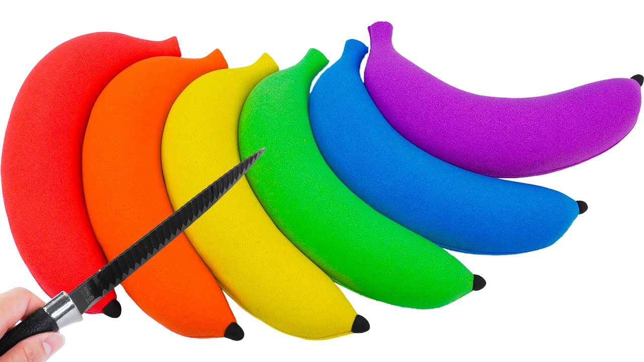 Satisfying Video | DIY How To Make Rainbow Banana With Kinetic Sand Cutting ASMR | Magic Sand B ...