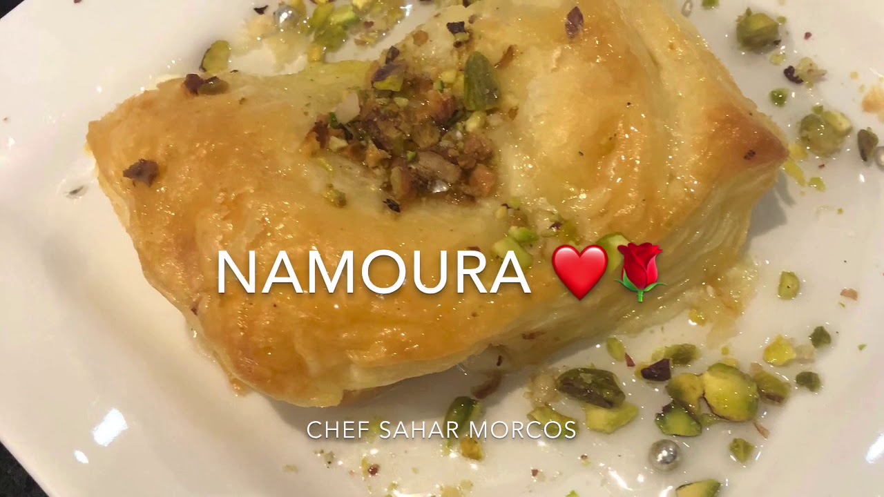 Easy quick and very tasty Palestinian sweet dish- Namoura - YouTube