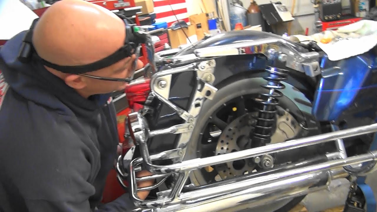 #142 2004 road turd suspension rebuild fork shock change FLHT twin cam ...