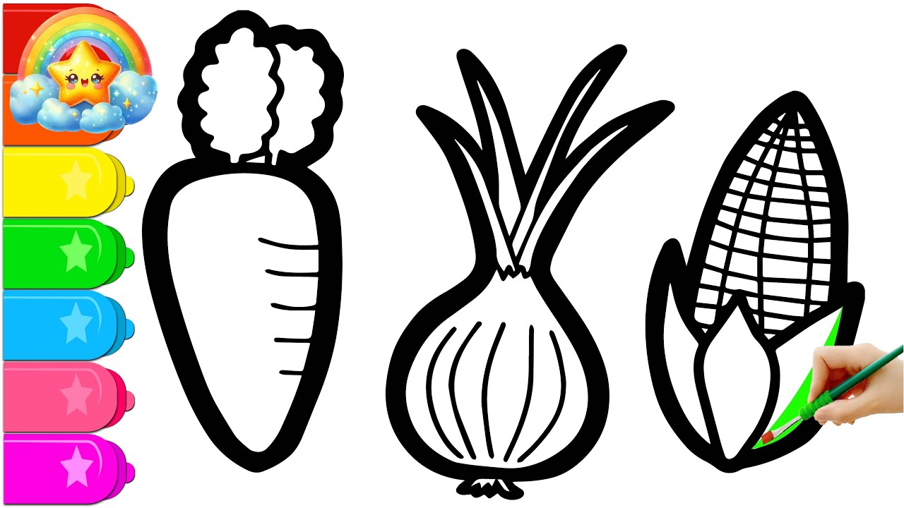 Vegetables Drawing and Coloring for children || How to draw vegetables ...