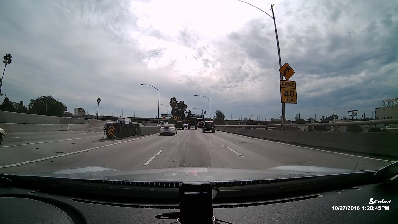 car accident on the 110 fwy to the 10 fwy on 10-27-16 - YouTube