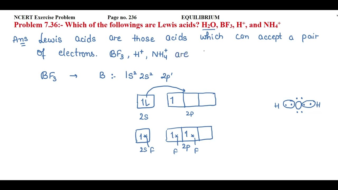 Which of the followings are Lewis acids? H2O, BF3, H+, and NH4+. - YouTube