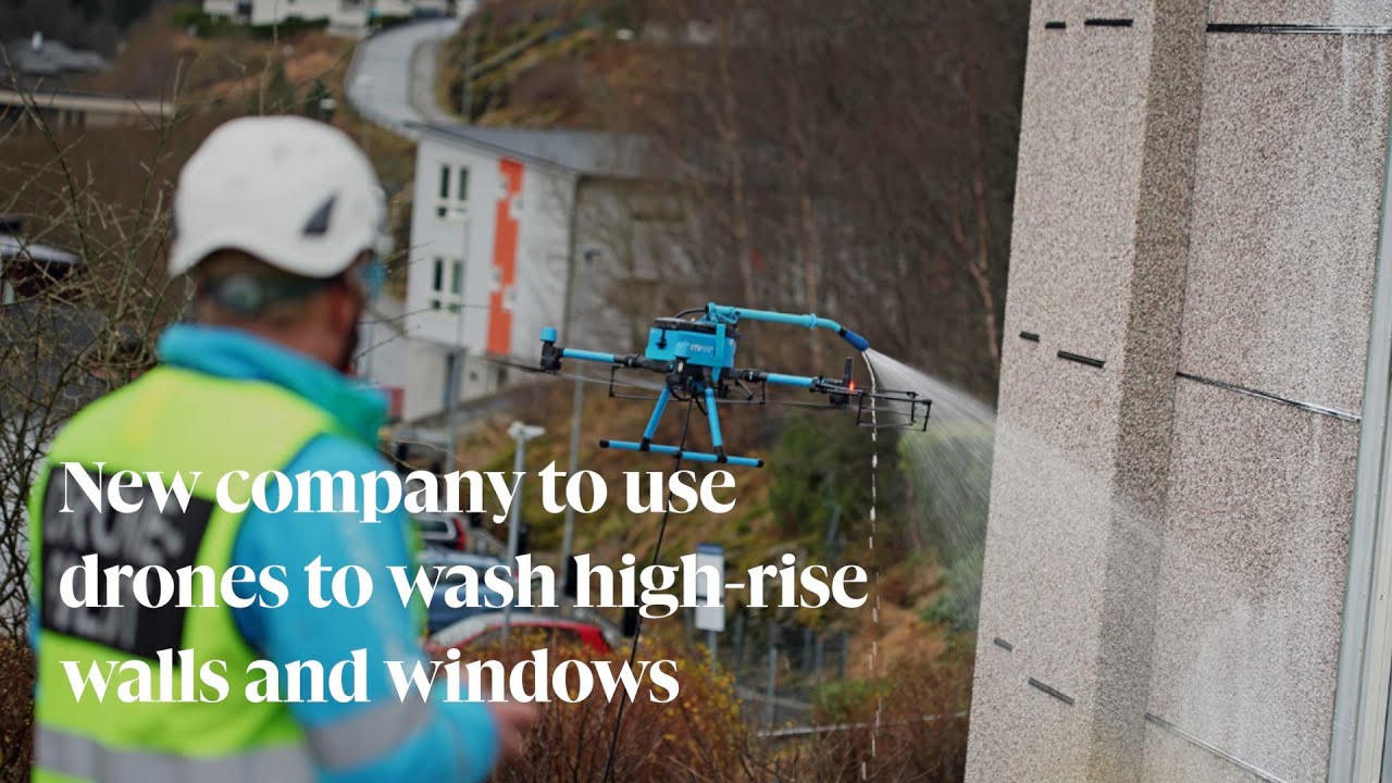 New company to use drones to wash high rise walls and windows - YouTube