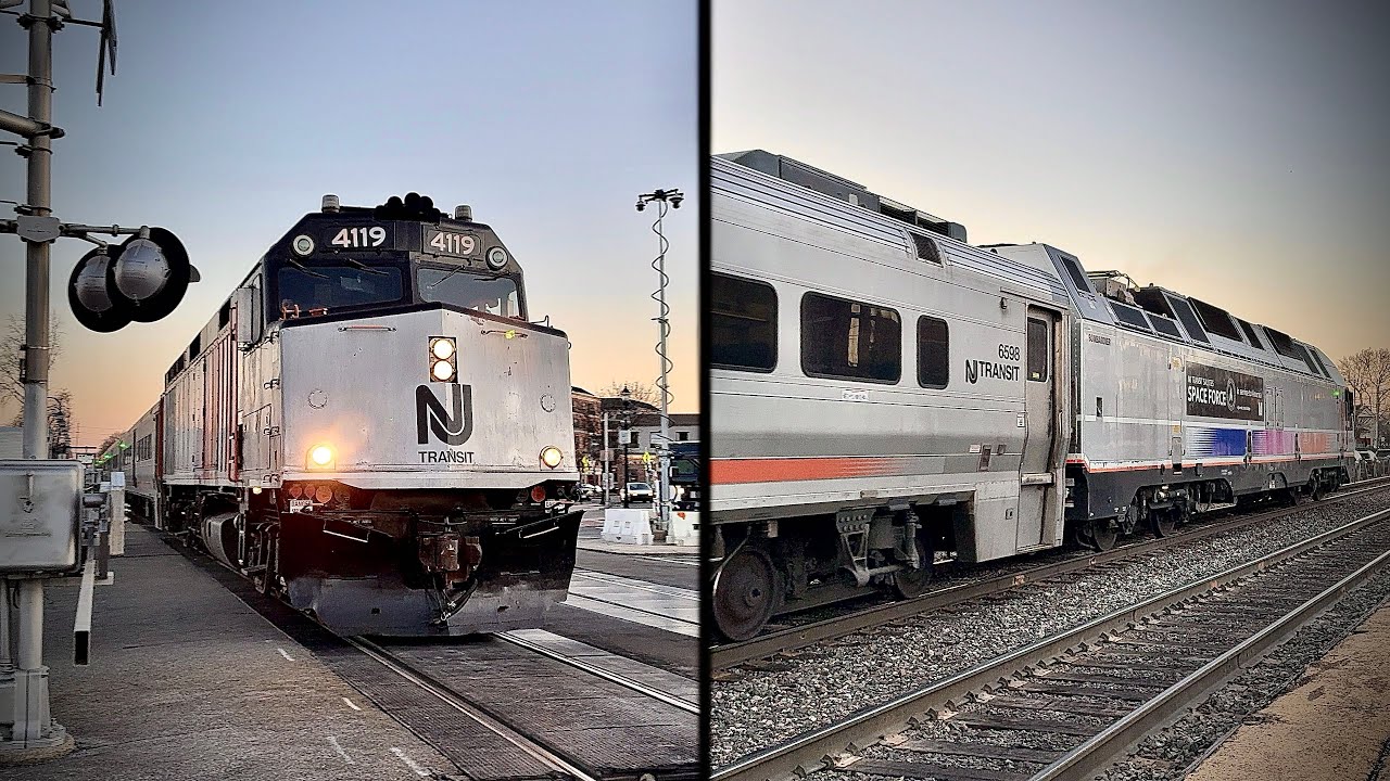 [4K/HDR]: NJT Comet V 6050 leads train X130 and F40PH-2CAT 4119 leads ...