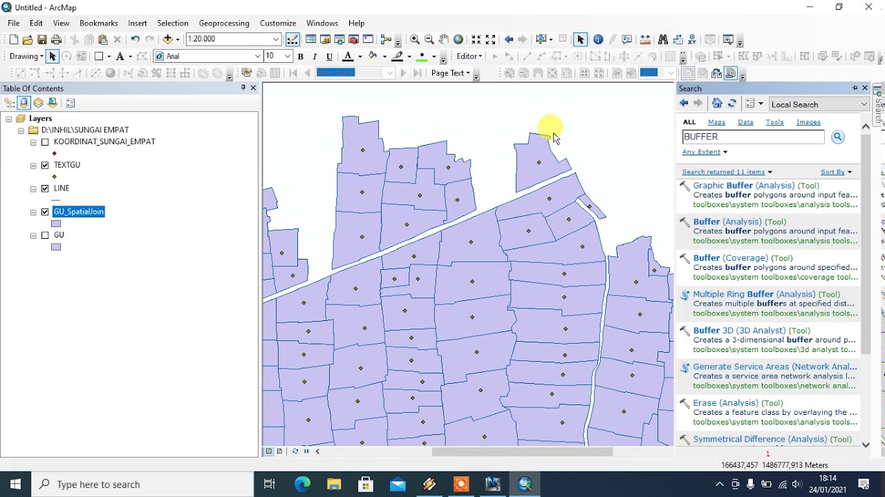 ARCGIS-ARCGIS PRO-BUAT LAPORAN DAFTAR KOORDINAT PER GAMBAR UKUR - YouTube