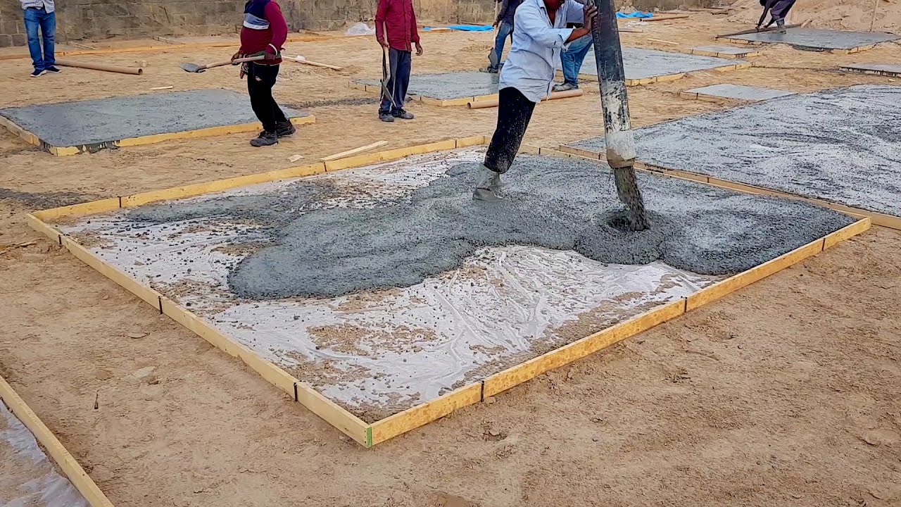 Self compacting concrete pour on isolated footing platform 1 - YouTube