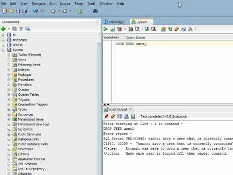 Oracle--How to drop a user. - YouTube
