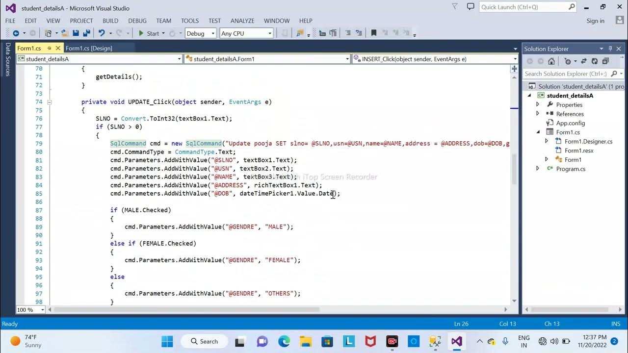 database operations in c# using ADO. net - YouTube