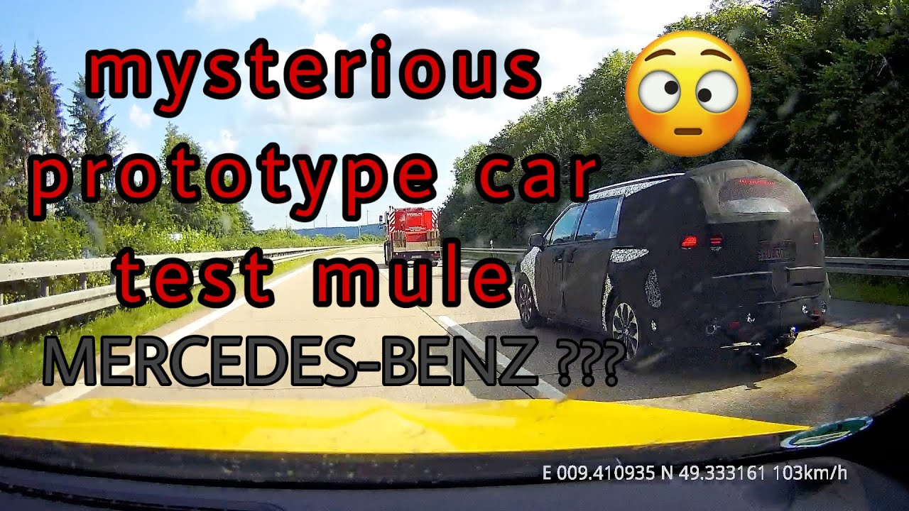 mysterious prototype car / test mule Mercedes passed on german Autobahn ...