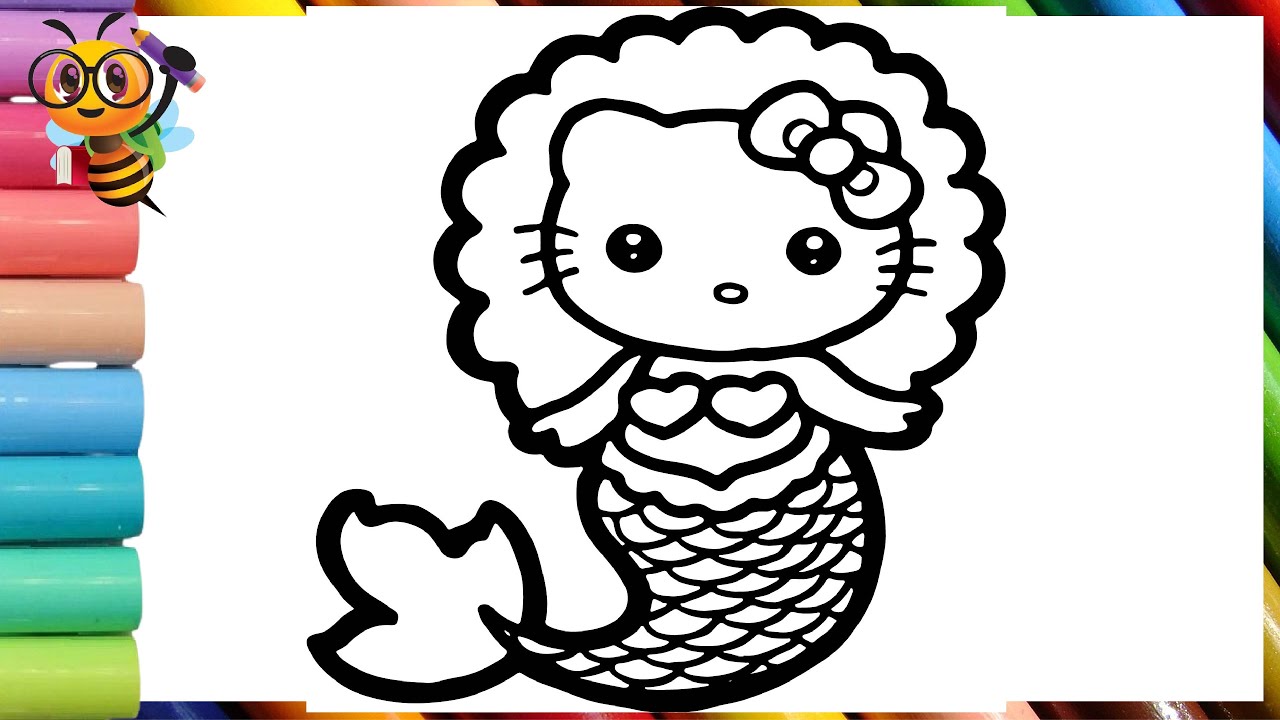 Hello Kitty Mermaid Drawing and Coloring . How to draw hello kitty as ...