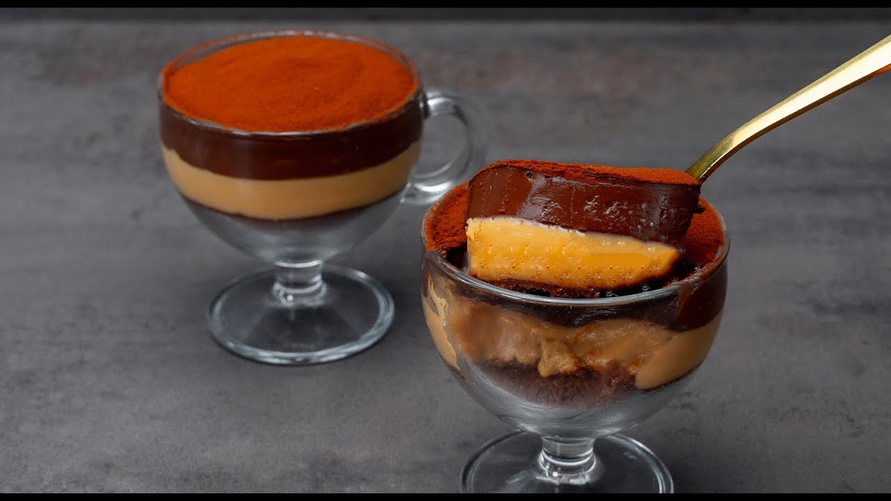 Dessert in a glass, in 3 layers! Without baking. It melts in your mouth ...