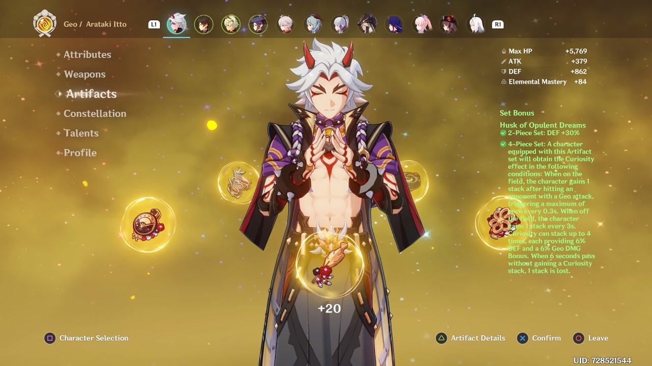 Genshin Impact Itto C0 Redhorn R1 full buff - YouTube