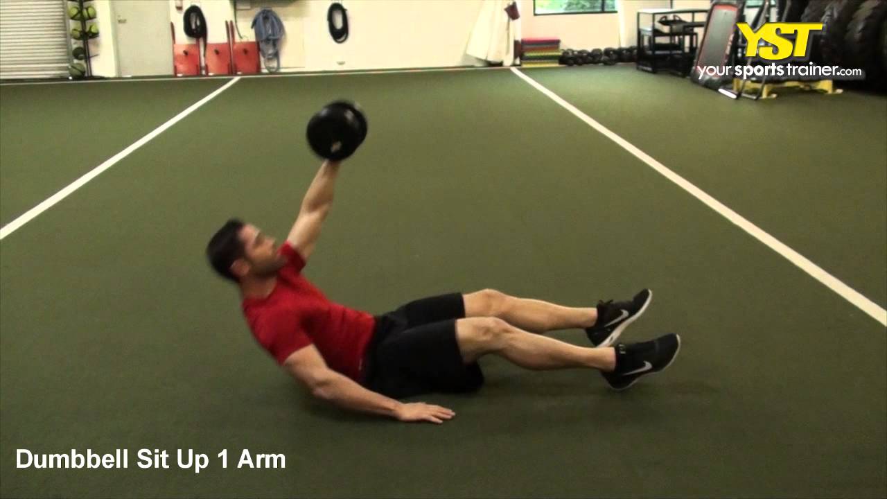 Dumbbell Sit Up 1 Arm - YouTube