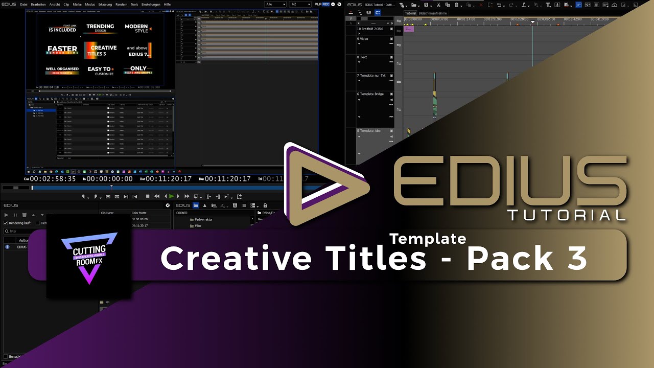 EDIUS - Cutting Room Fx / Creative Titles Pack 3 - YouTube