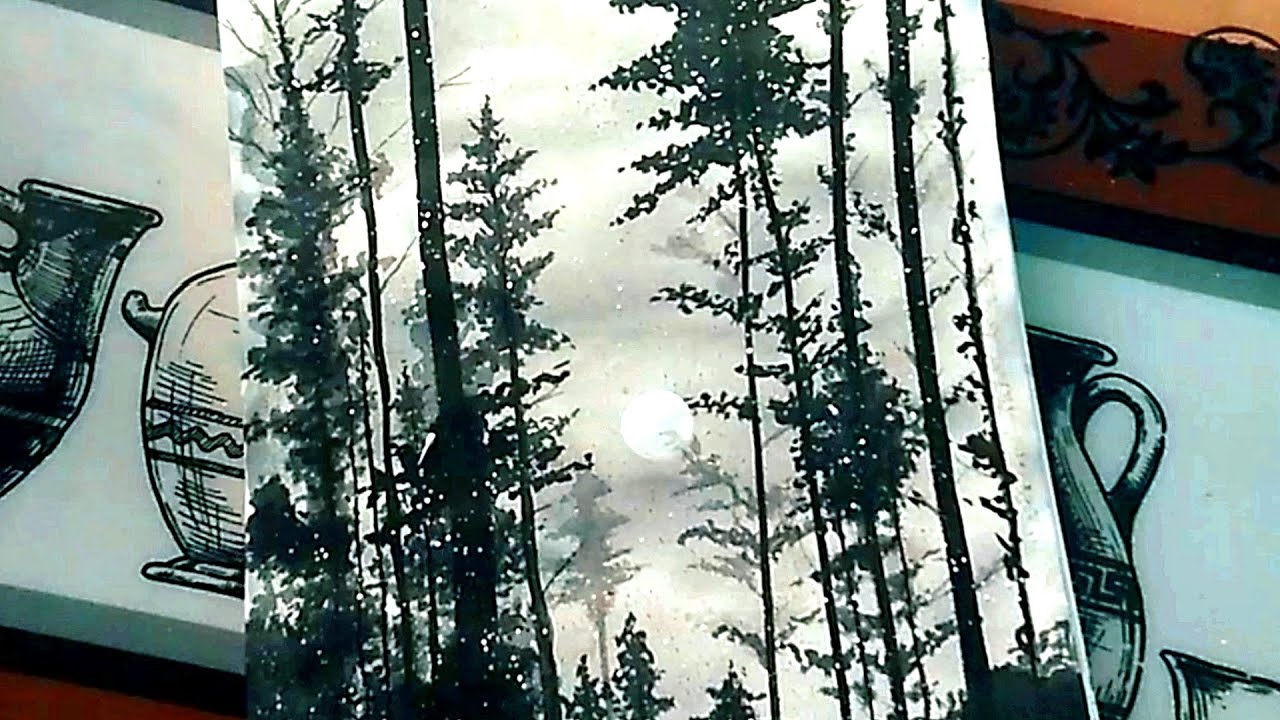 How to draw Black and white trees with Watercolor painting | Easy ...