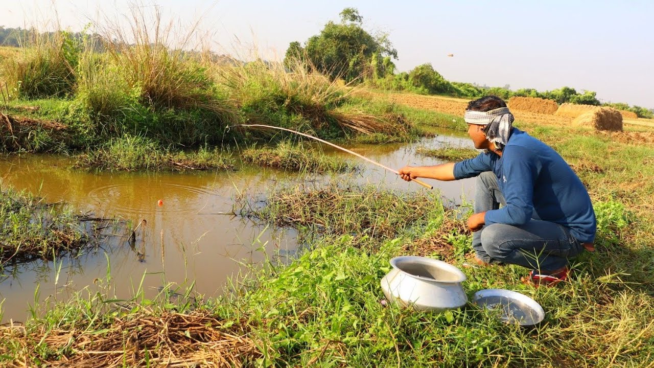 Fishing Video || Traditional boy is catching big fish in the canal ...