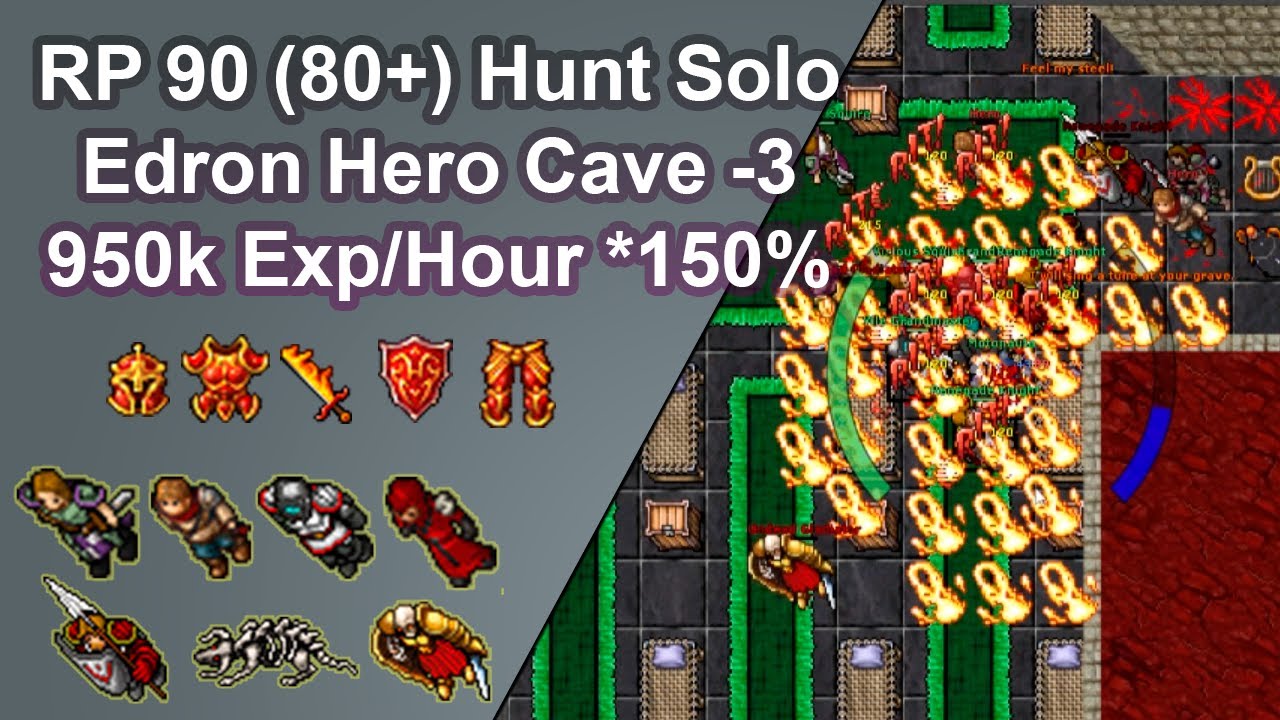 Tibia Royal Paladin 90 (80+) Solo Hunt / Edron / Hero Cave (-3)950k/hr ...