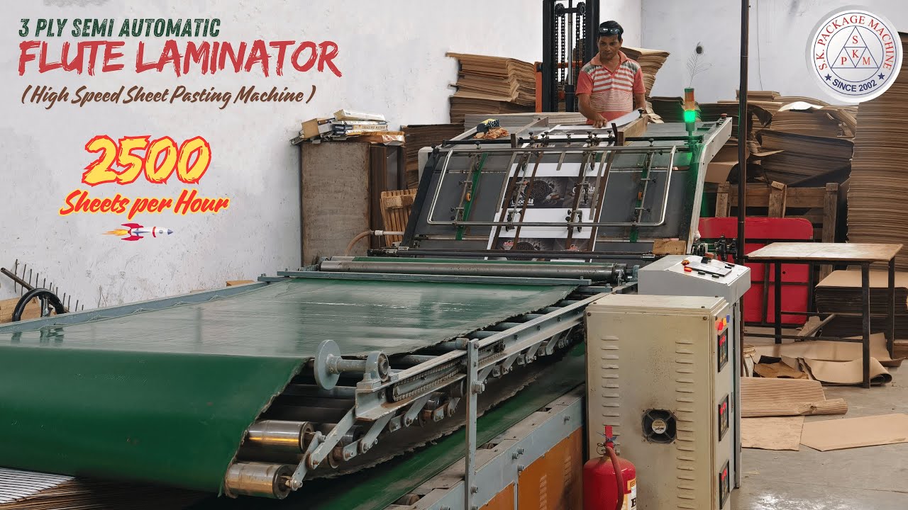 3 Ply Semi-Auto Flute Laminator Machine (High Speed Sheet Pasting Machine) 2500 Sheets per Hour ...