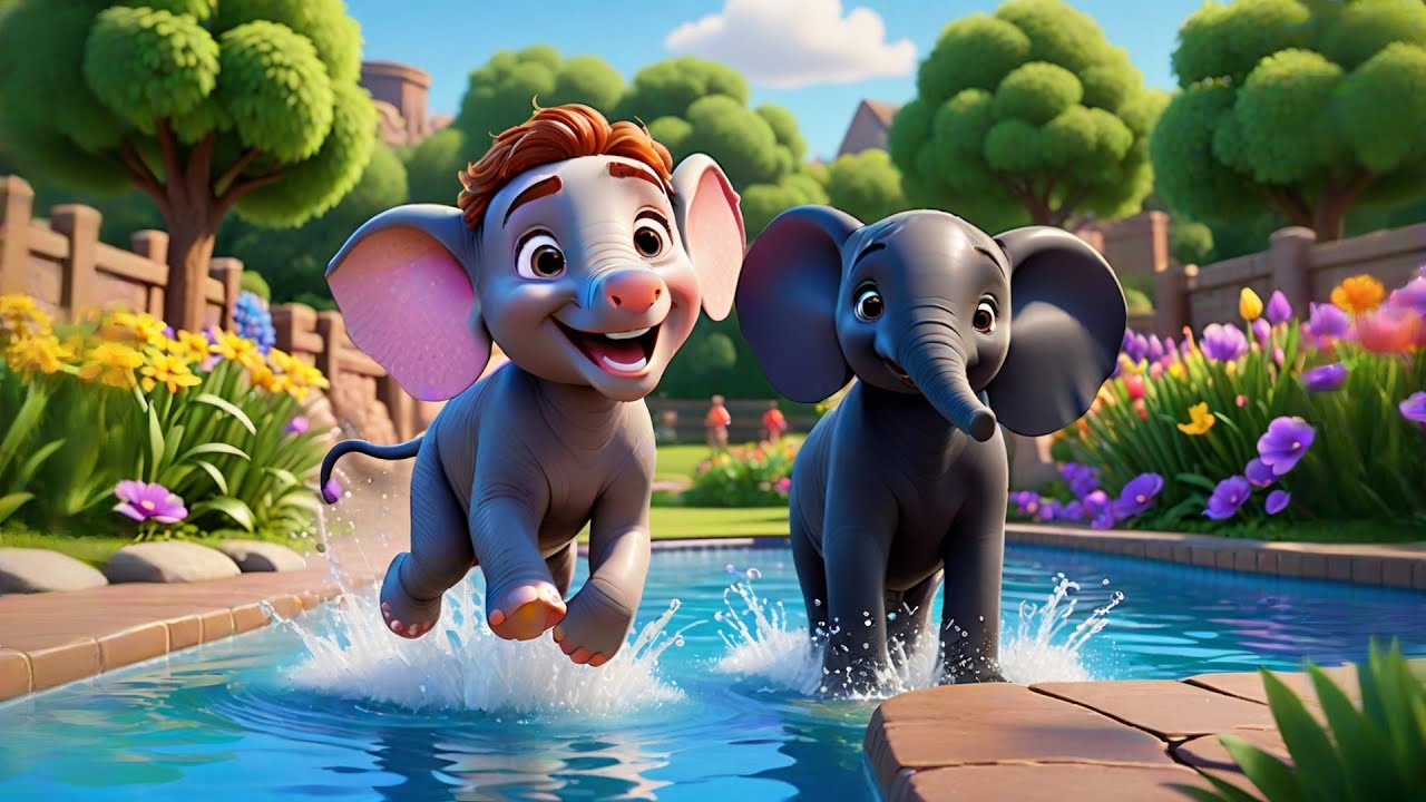 Four Little Elephants Take a Bath | Bathtime Song for Kids | Fun Animal ...