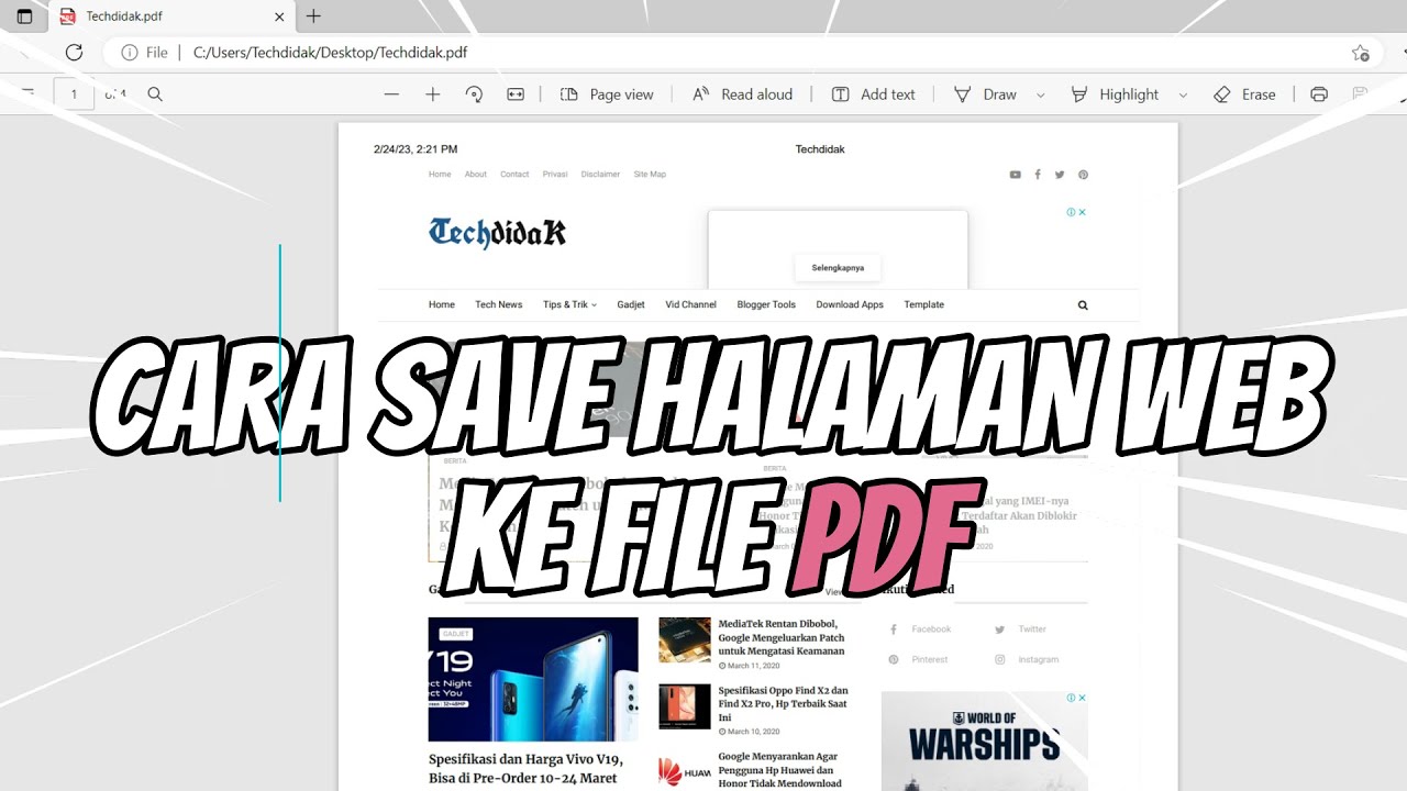 Cara Simpan Halaman Web ke PDF di Browser Google Chrome atau Lainnya - YouTube