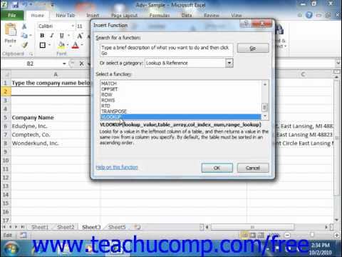 Excel 2010 Tutorial The Hlookup and Vlookup Functions Microsoft Training Lesson 27.1 - YouTube