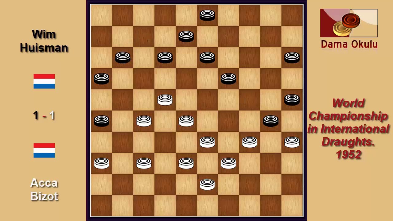 Acca Bizot (NLD) - Wim Huisman (NLD). Draughts World Championship. 1952 ...
