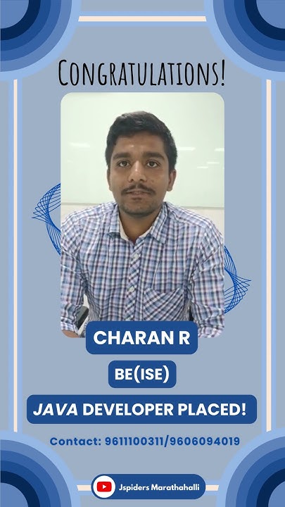 Student Successfully Placed | Java Full Stack Development | Jspiders Marathahalli | Charan R ...