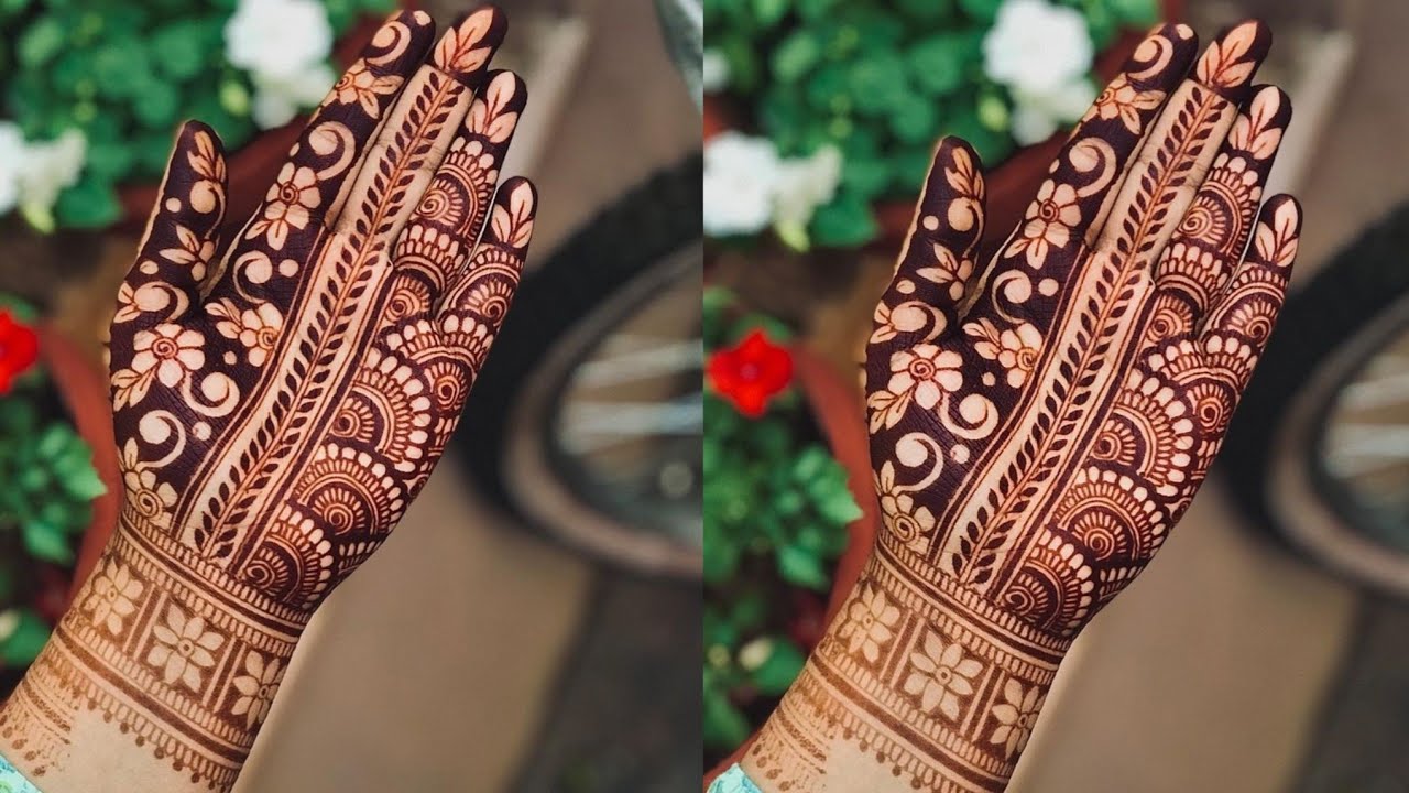 Full Hand Bridal Negative Space Mehendi Design | Check Pattern Mehndi ...