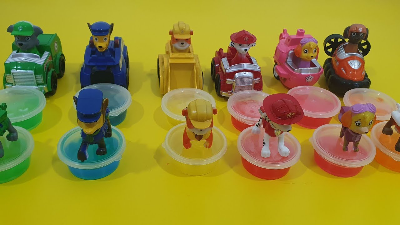 paw patrol dogs play slime kids video - YouTube