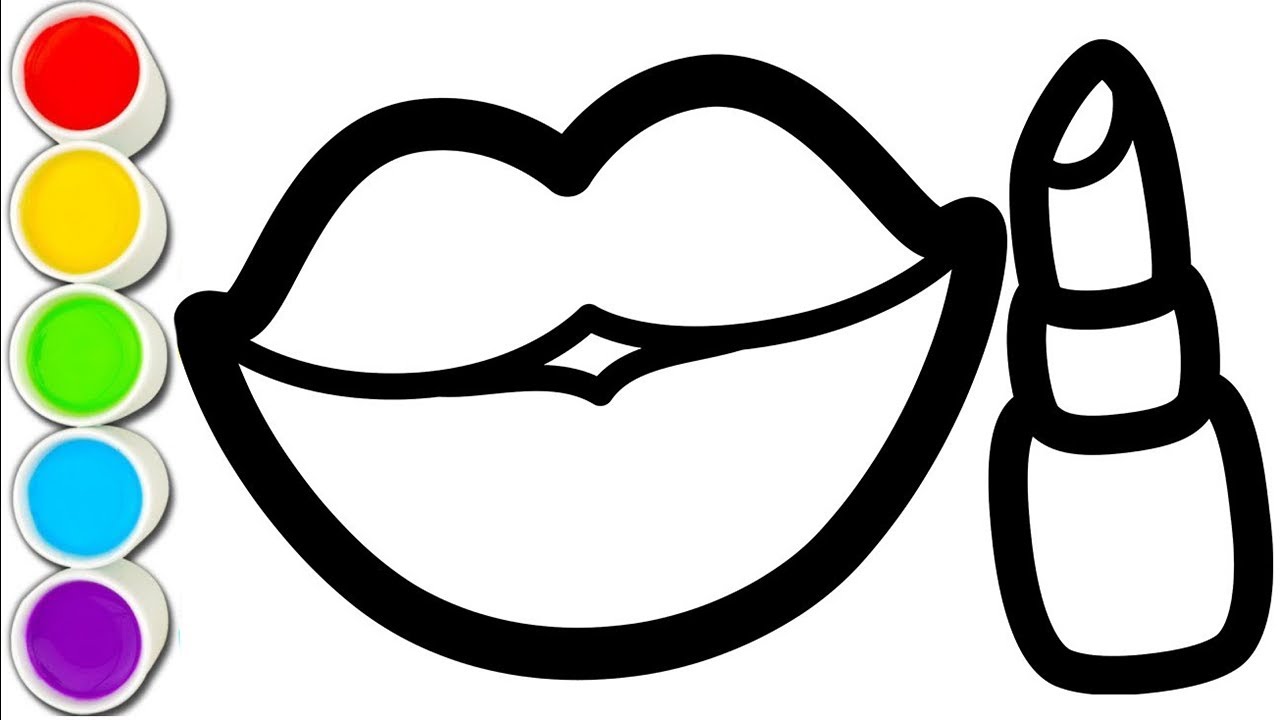 Lips and Lipstick Drawing, Painting & Coloring For Kids and Toddlers ...