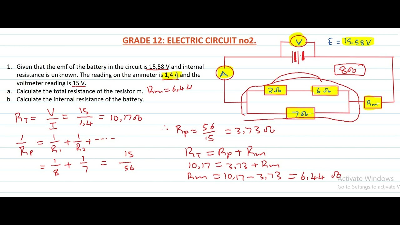 GRADE 12 ELECTRIC CIRCUIT QUESTIONS NO2 - YouTube