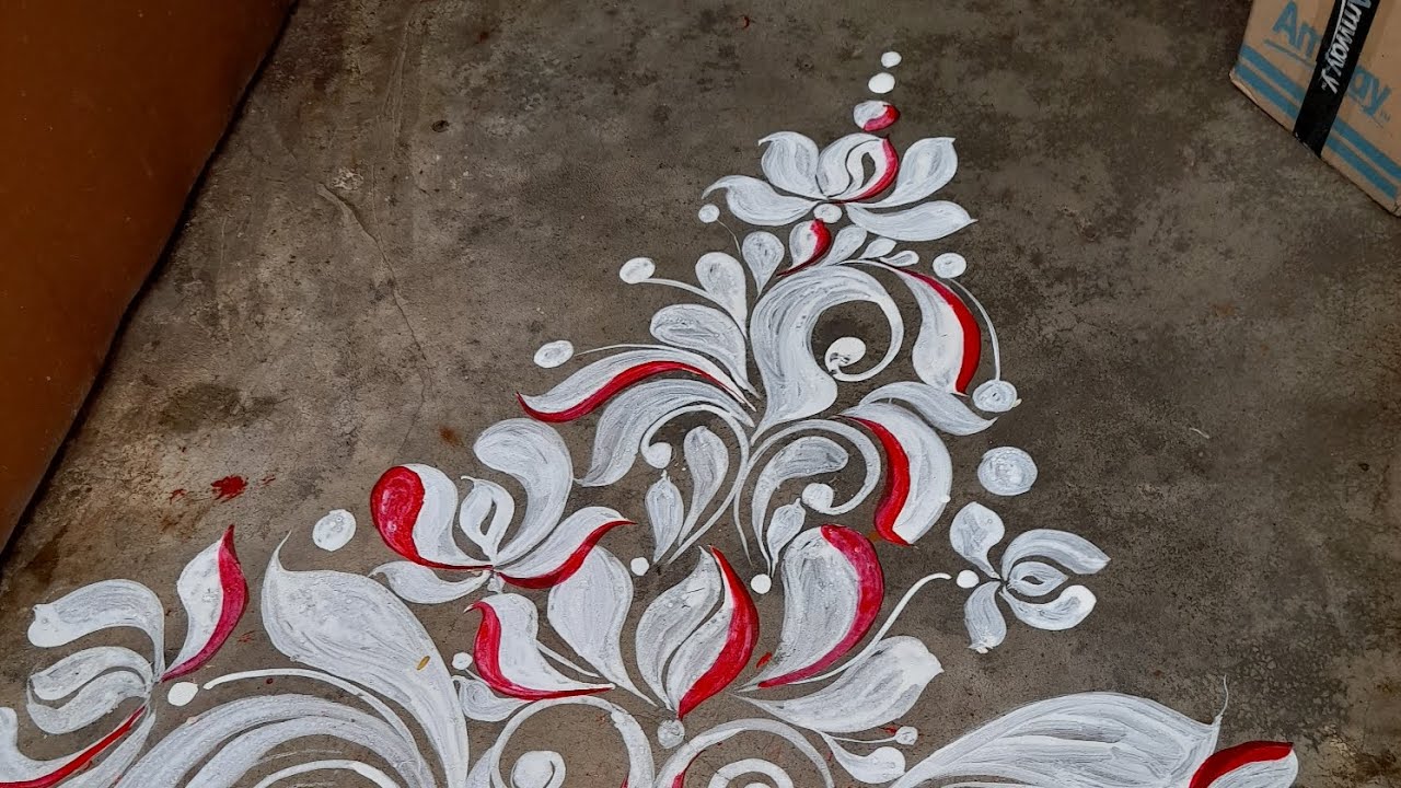 Which is better Red touch/white?!.easy alpona design ideas #art # ...